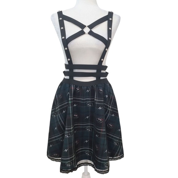 Hot Topic | Dresses | Hot Topic Goth Harness Plaid Skirt Dress Green ...
